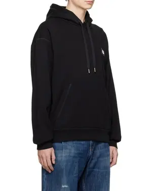 Dolce & Gabbana Logo Plaque Drawstring Hoodie - Black
