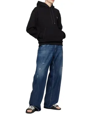 Dolce & Gabbana Logo Plaque Drawstring Hoodie - Black