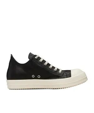 Rick Owens Lace-up Low-top Sneakers - Black/off-white/off-white
