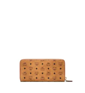 Mcm Visetos Printed Zipped Wallet - Cognac