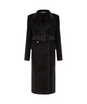 Tagliatore Double Breasted Faux Fur Coat - Black