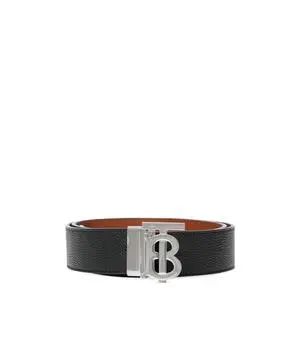Burberry Tb Monogram Buckle Reversible Belt - Black