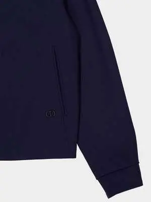 Dior Zip-front Jacket With Cd Logo - Navy Blue