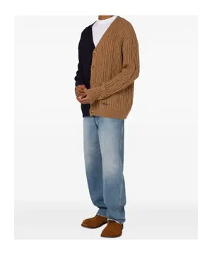 Moschino Cable-knit Two-tone Cardigan - Brown