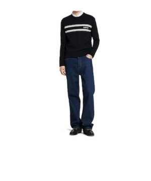 Gucci Black And White Stripe Intarsia Knit Sweater