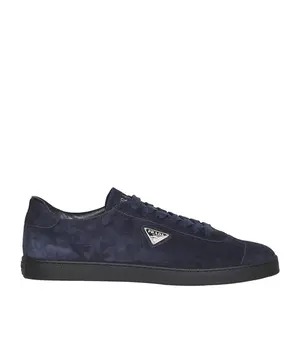 Prada Triangle Logo Lace-up Sneakers - Blue