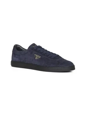 Prada Triangle Logo Lace-up Sneakers - Blue
