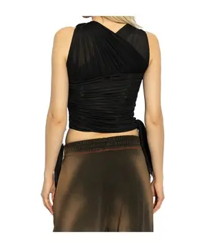 DIESEL® Sleeveless Top With Shoulder Knots And Pleated Details