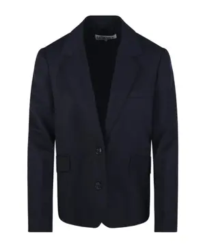 Loewe Single-breasted Tailored Jacket With Notched Lapels And Vented Cuffs - Navy Blue