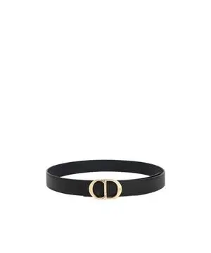 Dior Logo Buckle Leather Belt - Black