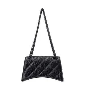 Balenciaga Crush Monogrammed Shoulder Bag - Black
