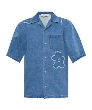 Marni Logo Embroidered Denim Shirt