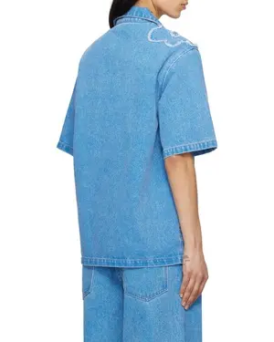 Marni Logo Embroidered Denim Shirt