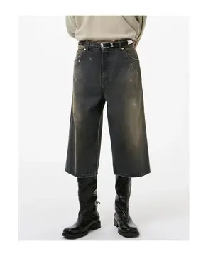 Our Legacy Capri Wide-leg Denim Shorts