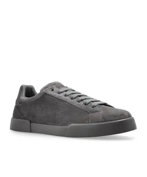 Dolce & Gabbana Portofino Logo Perforated Sneakers - Black