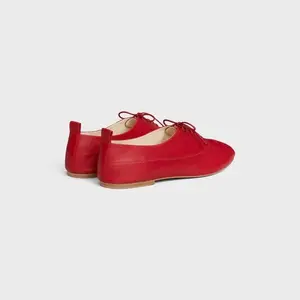 Celine Perforated Triomphe Richelieu In Lambskin - Red
