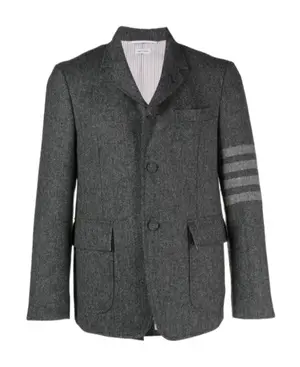 Thom Browne Stripe-detailed Single-breasted Tailored Blazer - Grey