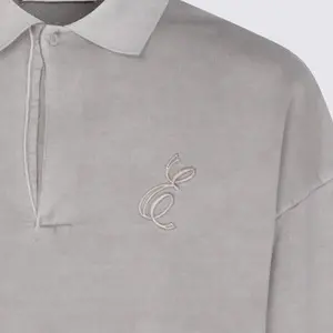 Fear Of God Logo Embroidered Classic Polo Sweatshirt - Gray