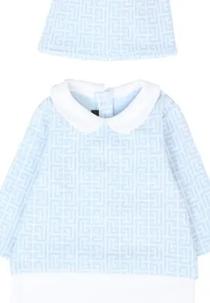 Balmain Geometric Patterned Babygrow With Hood