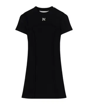 Palm Angels Monogram Embroidered Open Back Mini Dress