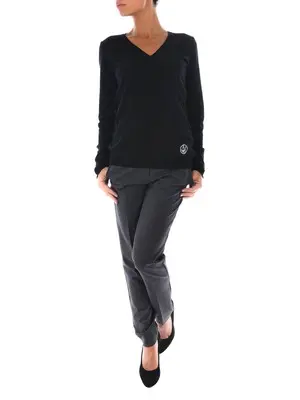 Emporio Armani V-neck Sweater With Button Detailing - Black