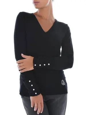 Emporio Armani V-neck Sweater With Button Detailing - Black