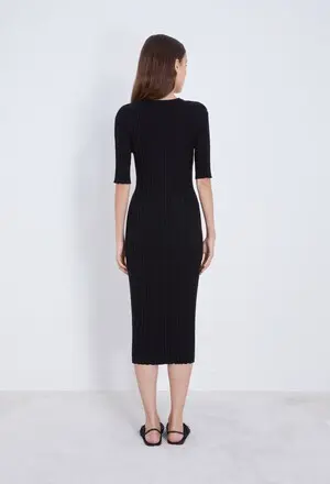 LOULOU STUDIO Round Neck Ribbed Dress - Black