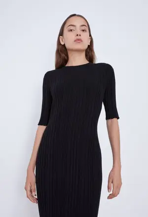 LOULOU STUDIO Round Neck Ribbed Dress - Black