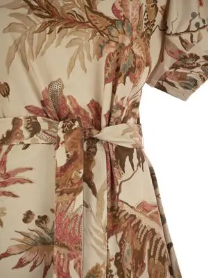 Max Mara Belted Printed Midi Dress