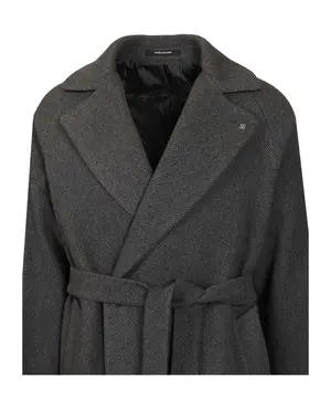 Tagliatore Belted Waist Hendricks Coat - Grey