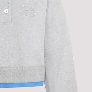 Miu Miu Cotton Fleece And Poplin Sweatshirt - Grey
