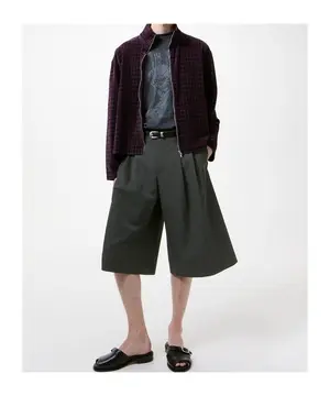 Our Legacy Split Pleated Pinstripe Capri Shorts