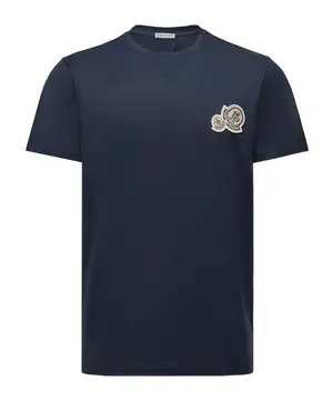Moncler Logo Patch Crewneck T-shirt - Dark Blue