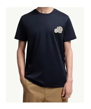 Moncler Logo Patch Crewneck T-shirt - Dark Blue