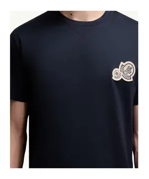 Moncler Logo Patch Crewneck T-shirt - Dark Blue