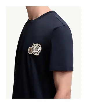 Moncler Logo Patch Crewneck T-shirt - Dark Blue
