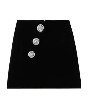 Balmain High-waisted Buttoned Mini Skirt