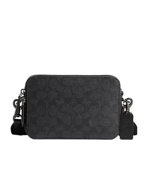 COACH Zipped Leather Messenger Bag - Black
