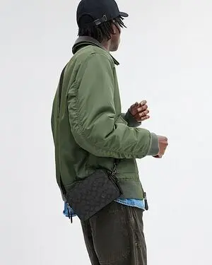 COACH Zipped Leather Messenger Bag - Black