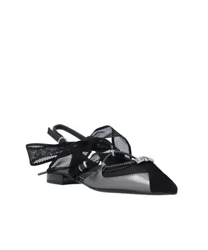 Pinko Bow Pointed Toe Slingback Pumps - Black