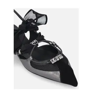 Pinko Bow Pointed Toe Slingback Pumps - Black