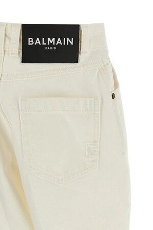 Balmain Straight-leg Denim Jeans With High Waist And Pb Embroidery