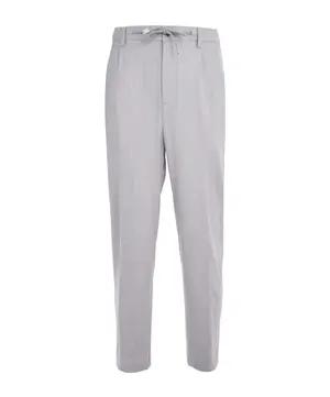 Eleventy Drawstring Tapered Trousers With Belt Buckle Detail - Gray
