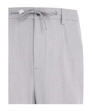 Eleventy Drawstring Tapered Trousers With Belt Buckle Detail - Gray