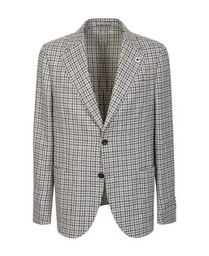 LARDINI Single-breasted Checked Blazer - Gray