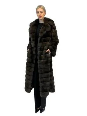 LISKA Long-sleeved Fur Coat - Black