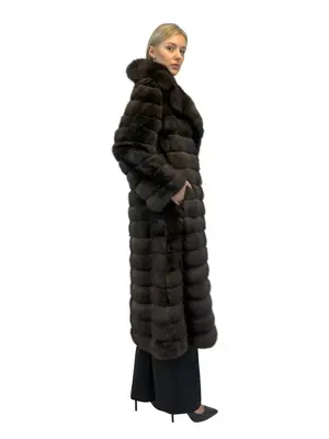 LISKA Long-sleeved Fur Coat - Black