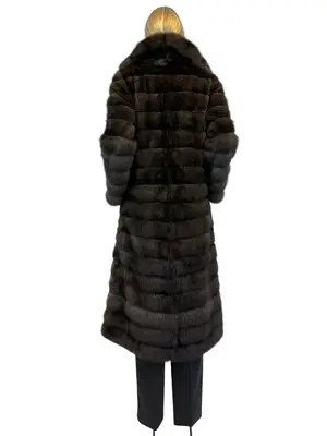 LISKA Long-sleeved Fur Coat - Black