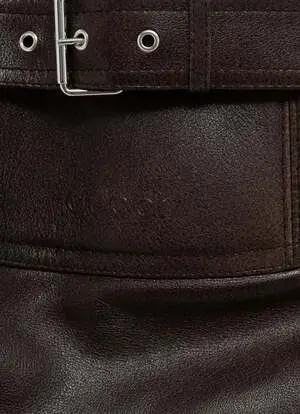 Gucci Leather Mini Skirt With Belt