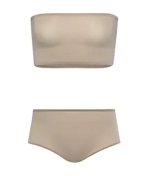Alaïa Two-piece Tube Top And Boxer Set - Mastic